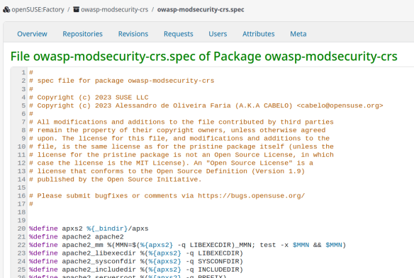 OWASP ModSecurity (CRS) for everyone on openSUSE.